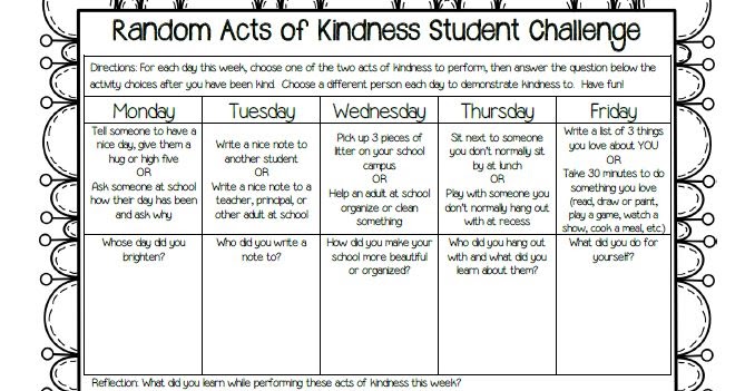 Random Acts of Kindness Student Challenge- Teach Students to Be the ...