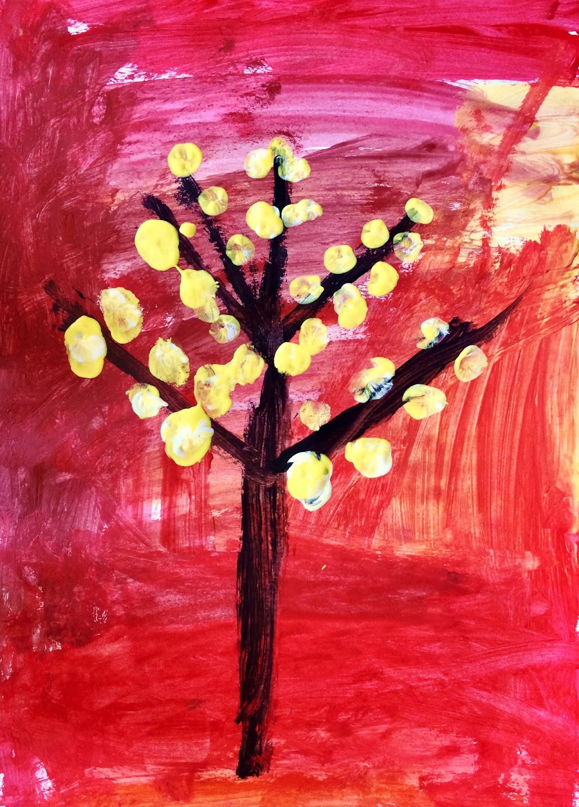 „Un copac în amurg, toamna”- culori calde - Materiale didactice de 10(zece)