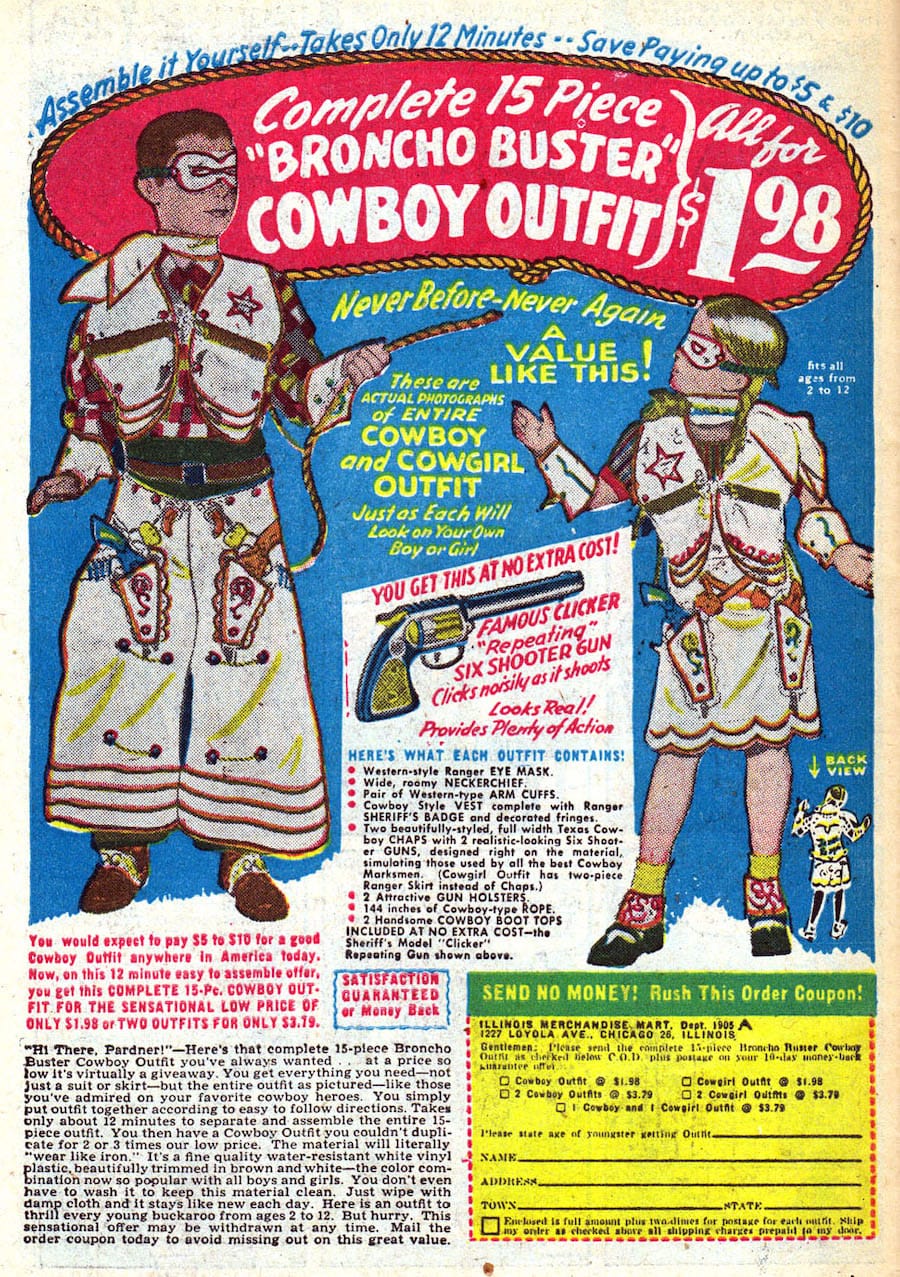 Complete 15 piece Broncho Buster Cowboy Outfit - Pencil Ink
