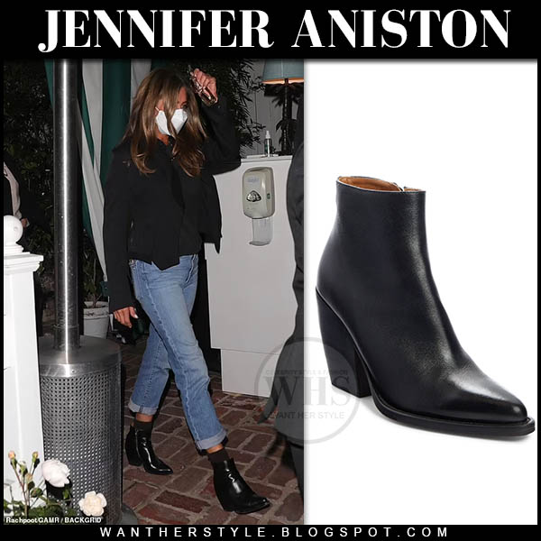 Jennifer Aniston in cropped jeans and black ankle boots in LA on May 20 ...