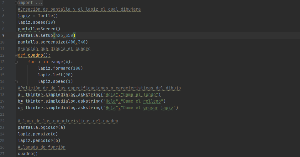 PYTHON "TUTORIAL": Cuadro con especificaciones