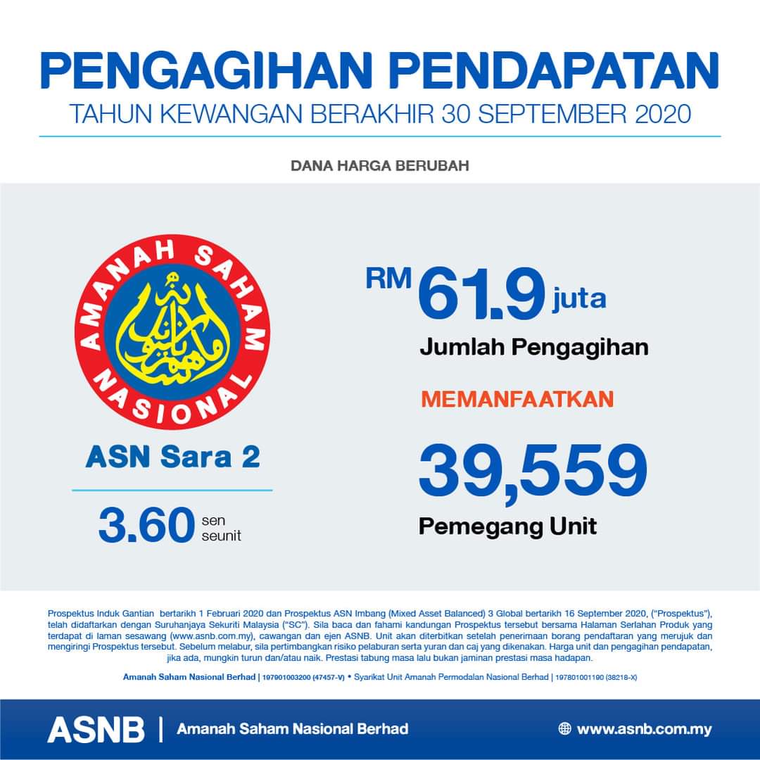 ASNB Umum Pengagihan Pendapatan Untuk ASM3, ASN Equity 5 dan ASN Sara 2 ...