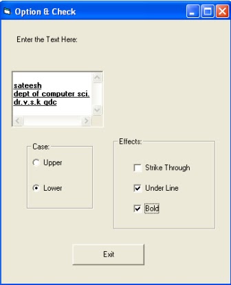 V.B 6.0: VB code for making text bold, strike through and underline