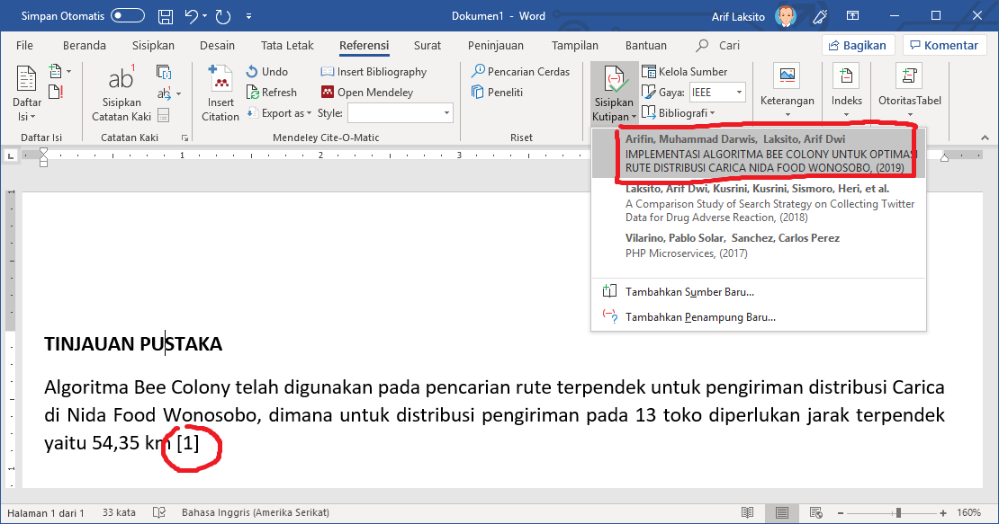 Cara mudah membuat kutipan di Microsoft Word ~ Arif Laksito
