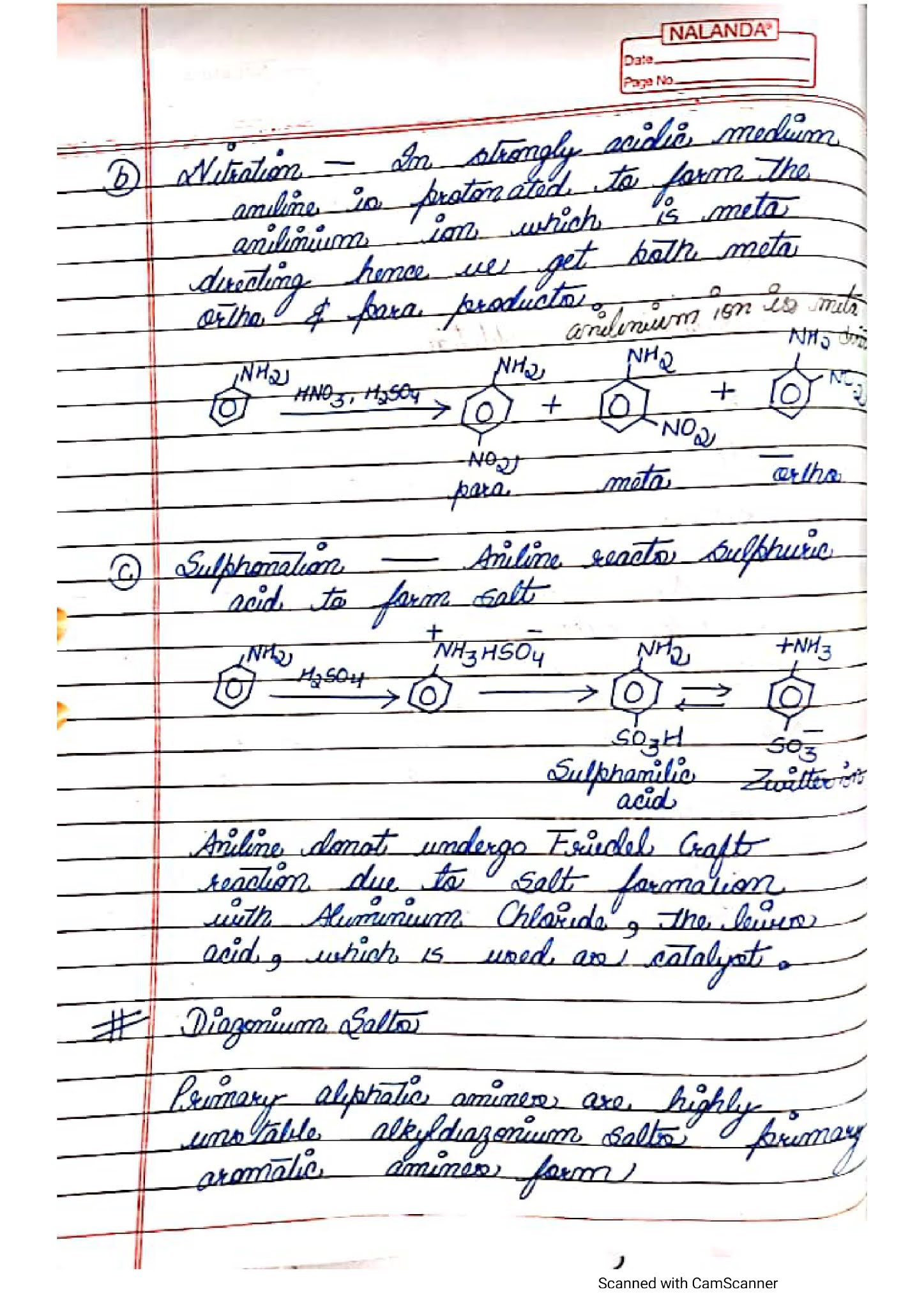 Chemistry Chapter 13- Amines Class 12 Handwritten Notes PDF download