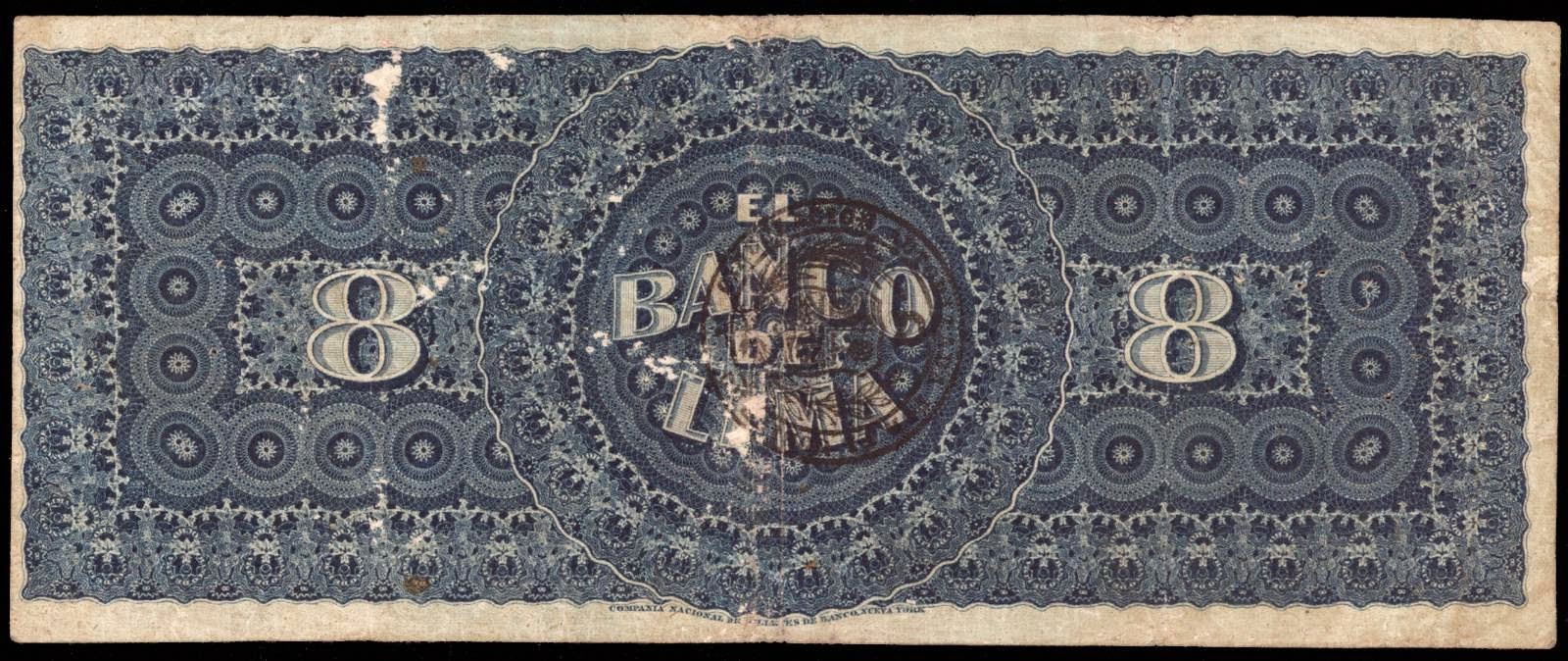 Peru 8 Soles banknote 1876 Banco de Lima|World Banknotes & Coins ...