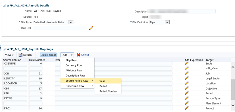 Loading multi-period row data files using Data Management