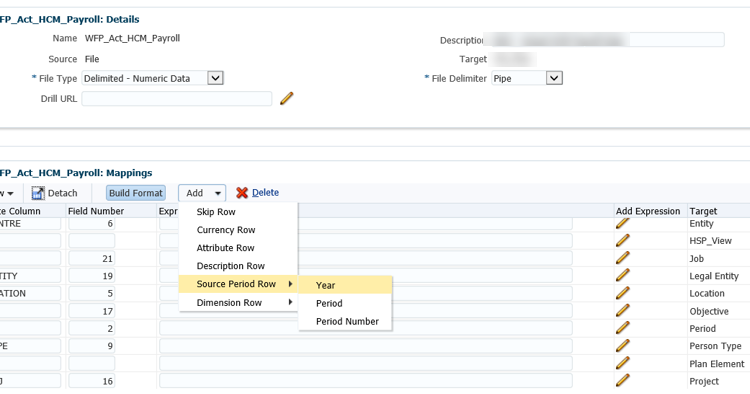 Loading multi-period row data files using Data Management