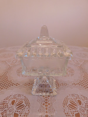 Lost Lovelies Found: Vintage Glass Pedestal Wedding Cake Box With Lid