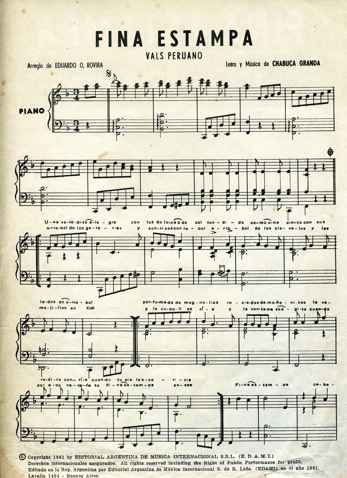 Partituras. Piano. Música Criolla del Perú.: PARTITURA.PIANO.FINA ...