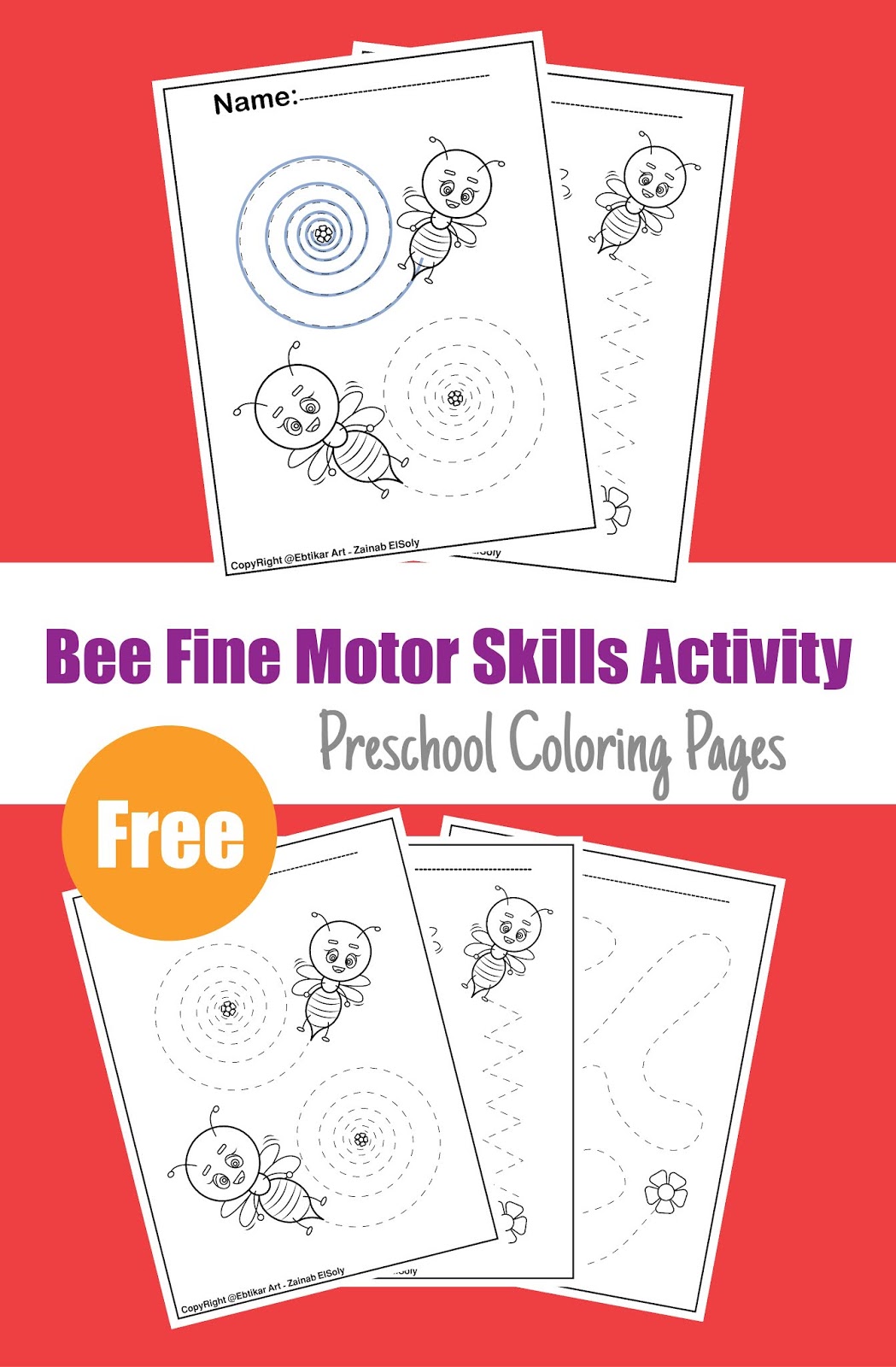 Fine Motor bee activities preschool tracing worksheets