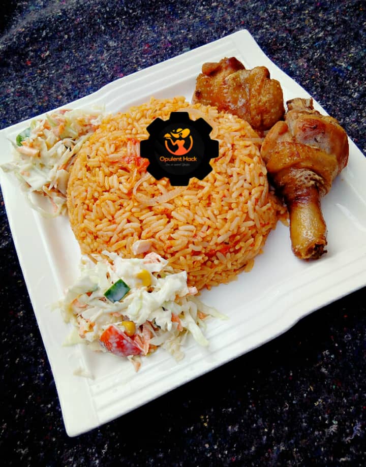 Jollof Rice Coleslaw And Chicken