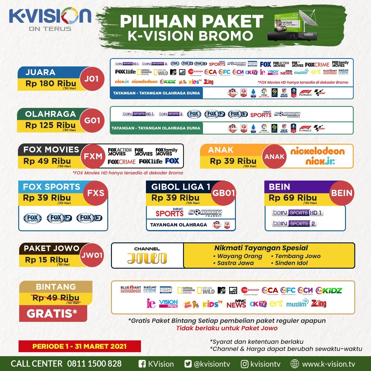 Parabola Salatiga: PROMO K-Vision bulan Maret 2021