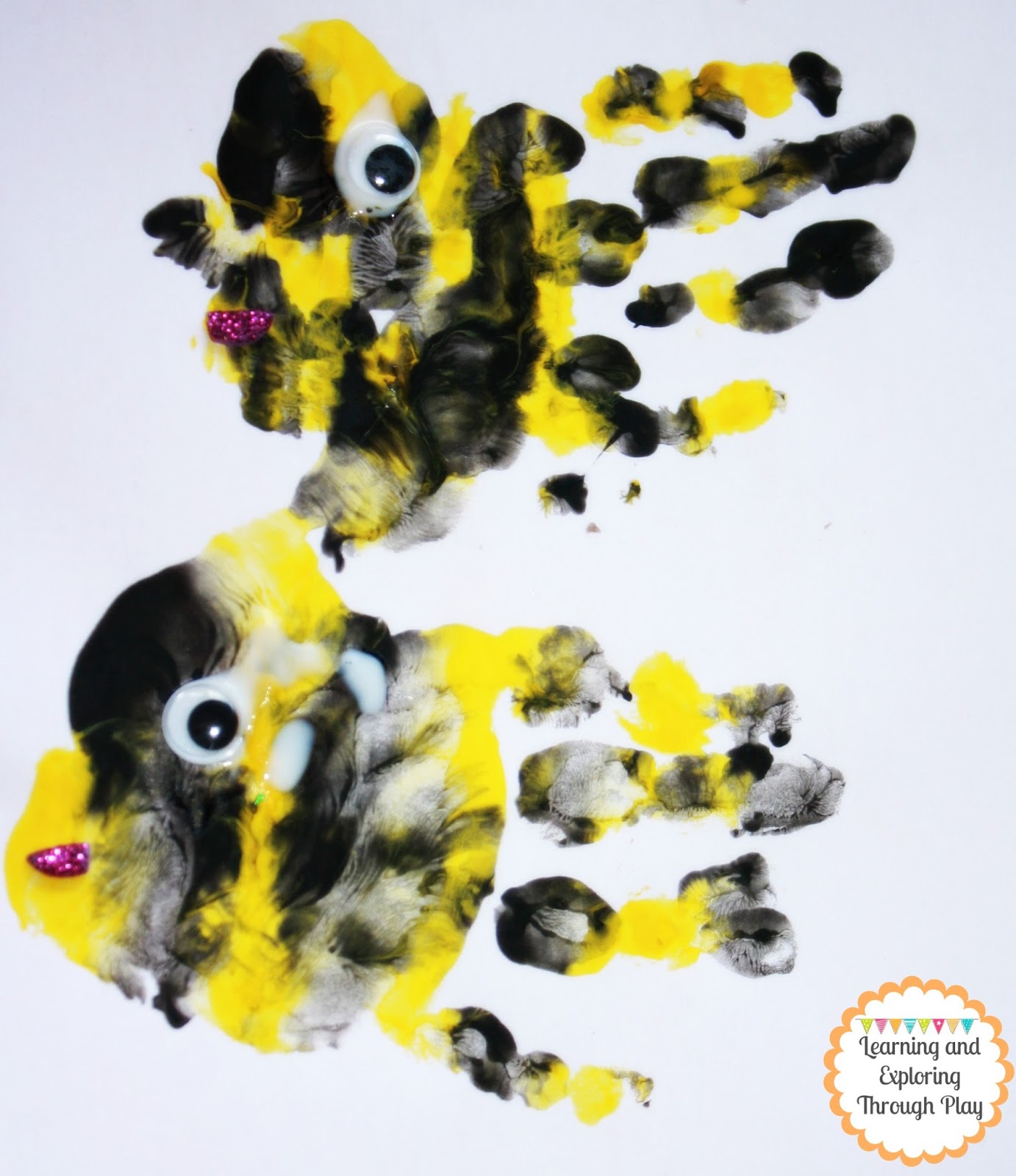Learning and Exploring Through Play: Bumble Bee Minibeast Handprints