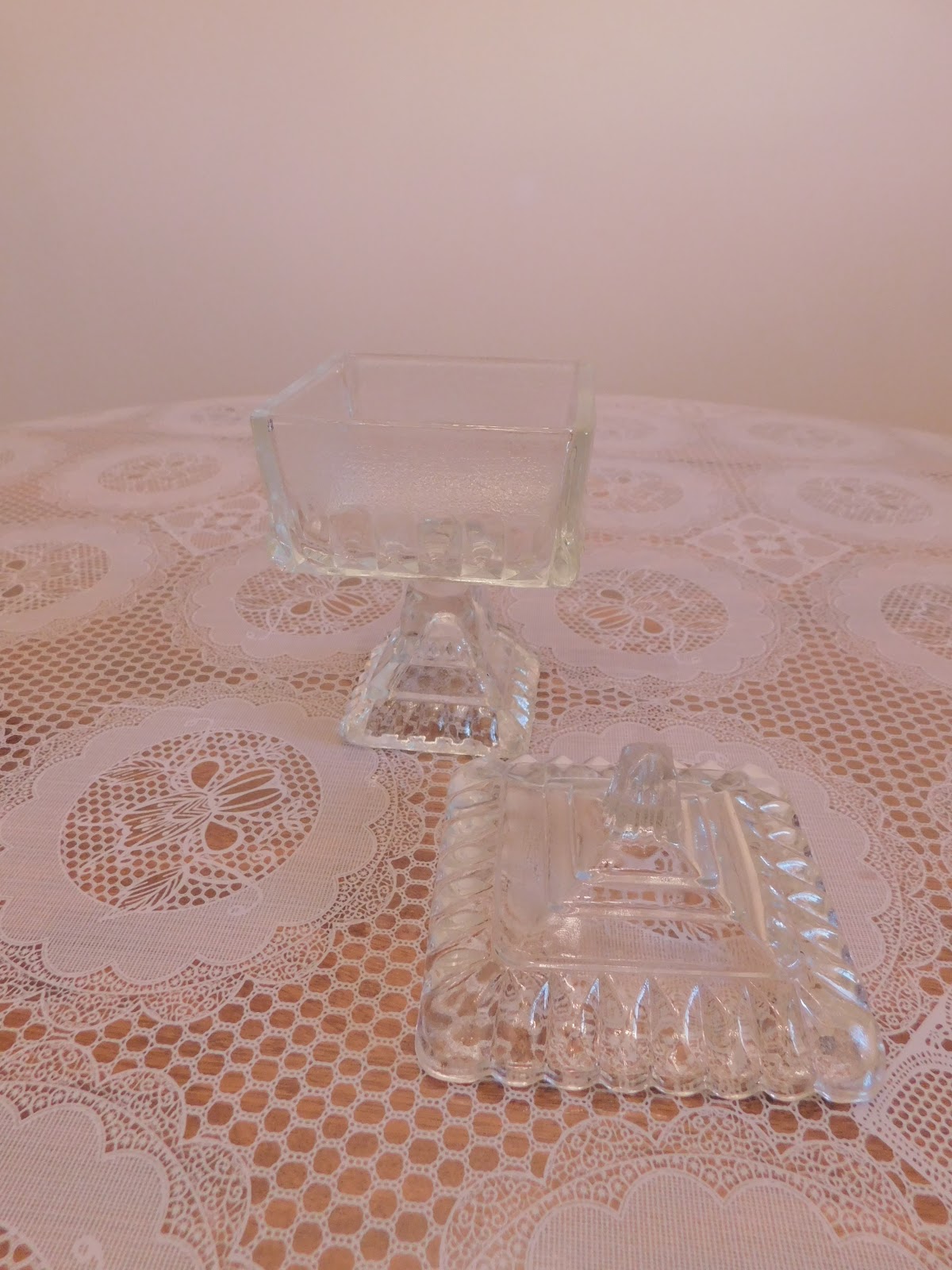 Lost Lovelies Found: Vintage Glass Pedestal Wedding Cake Box With Lid