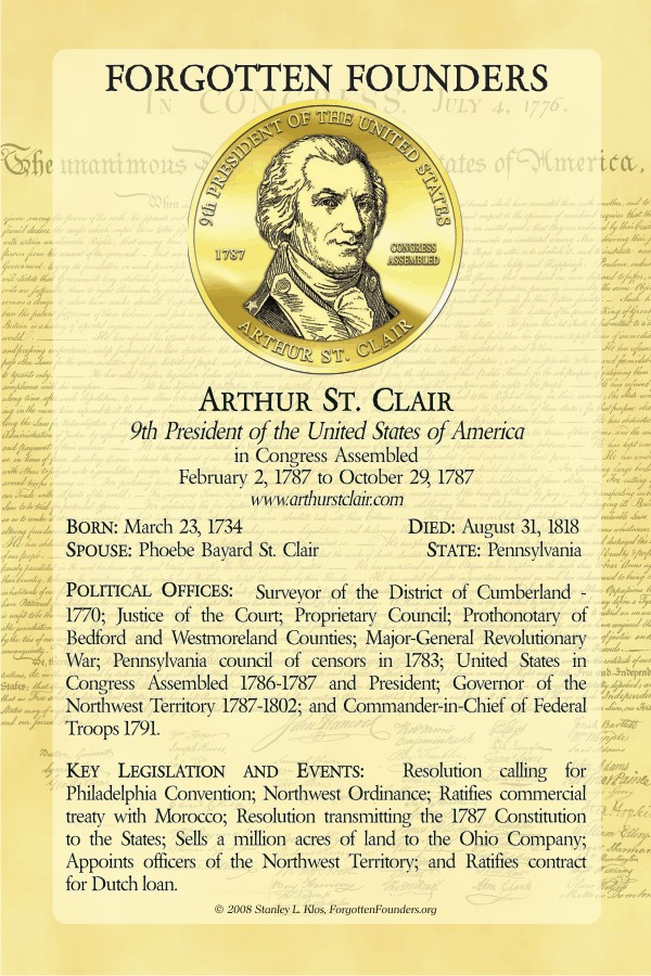 President Arthur St. Clair: St Clair Cards and Buttons