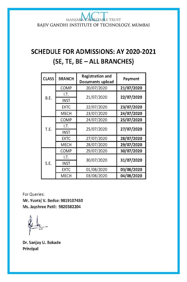 Computer Engineering MCT'S RGIT - MUMBAI: Admissions Notice for ...