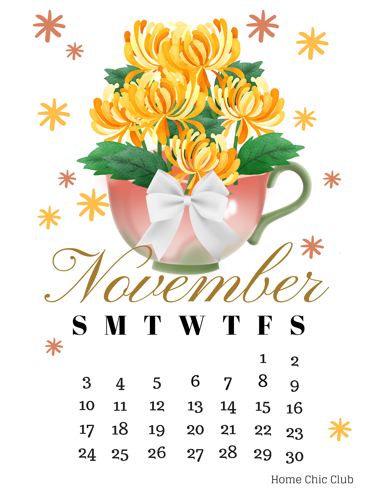 November 2019 Printable Calendar | Home Chic Club: November 2019 ... November 2019 Printable Calendar | Home Chic Club: November 2019 ...