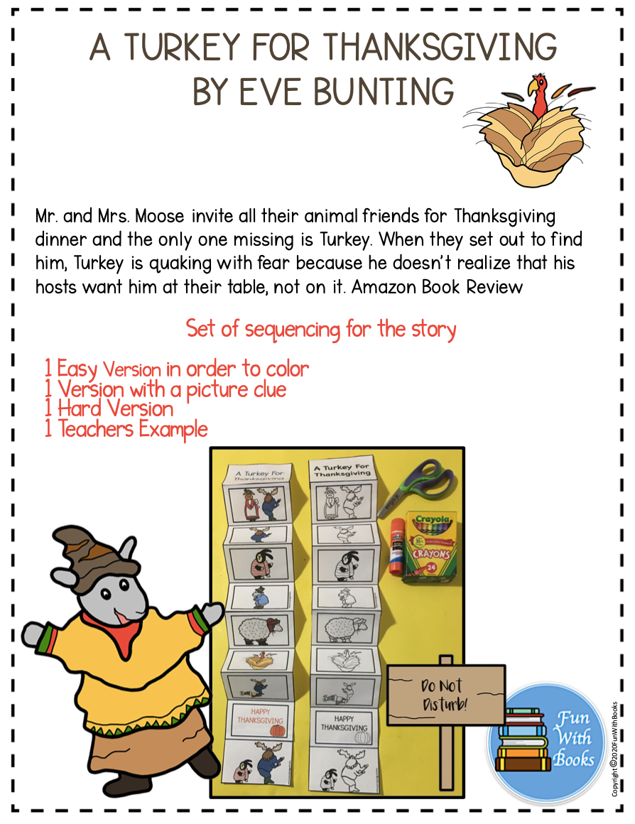 A TURKEY FOR THANKSGIVING SEQUENCING ~ Book Units by Lynn