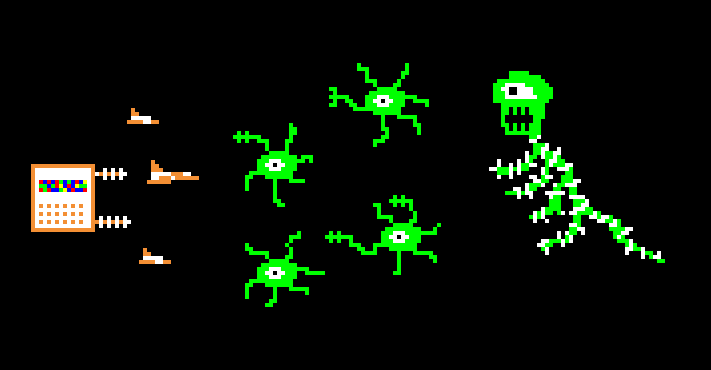 8-Bit City: Pixel Art: Space Shooter Mock Up