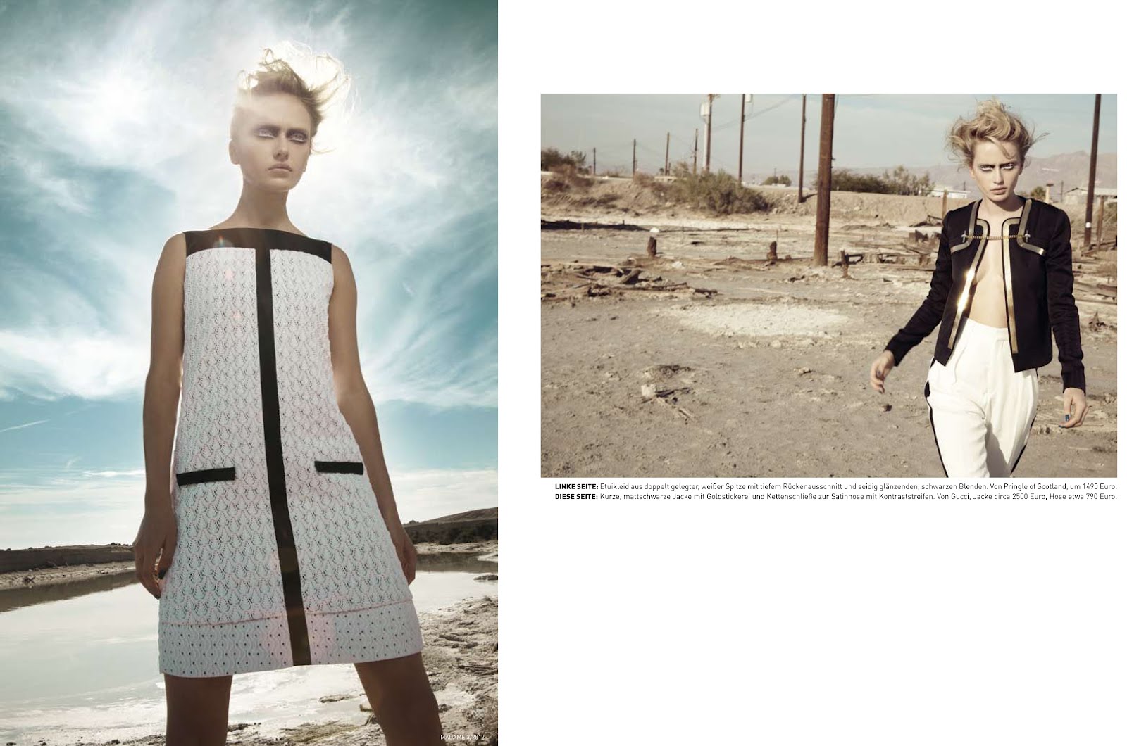 Madame Magazine Germany, desert fashion editorials, model Annabella Barber