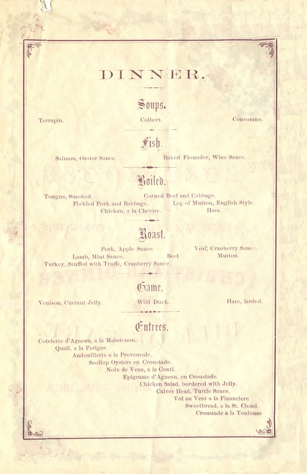 The American Menu: Early Regional Influences