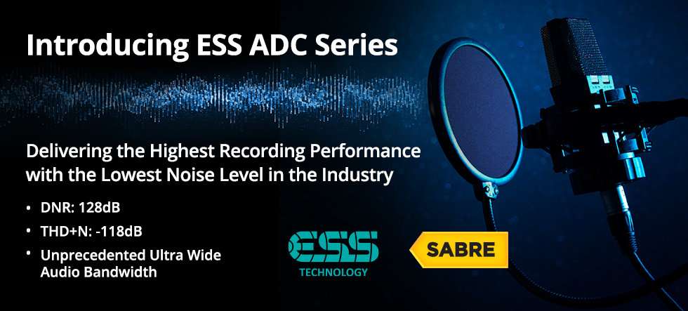 SABRE HiFi 要聽就聽最好的!!: ESS Technology宣布世界上性能最高的音訊類比數位轉換器，動態範圍達到驚人的+128dB