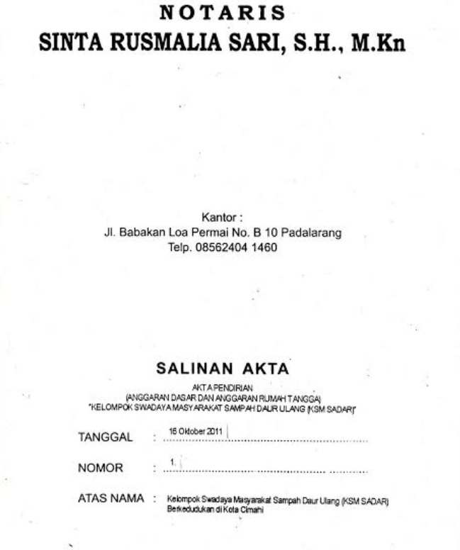 Contoh : AKTA NOTARIS PENDIRIAN LEMBAGA SWADAYA MASYARAKAT - navigasiin