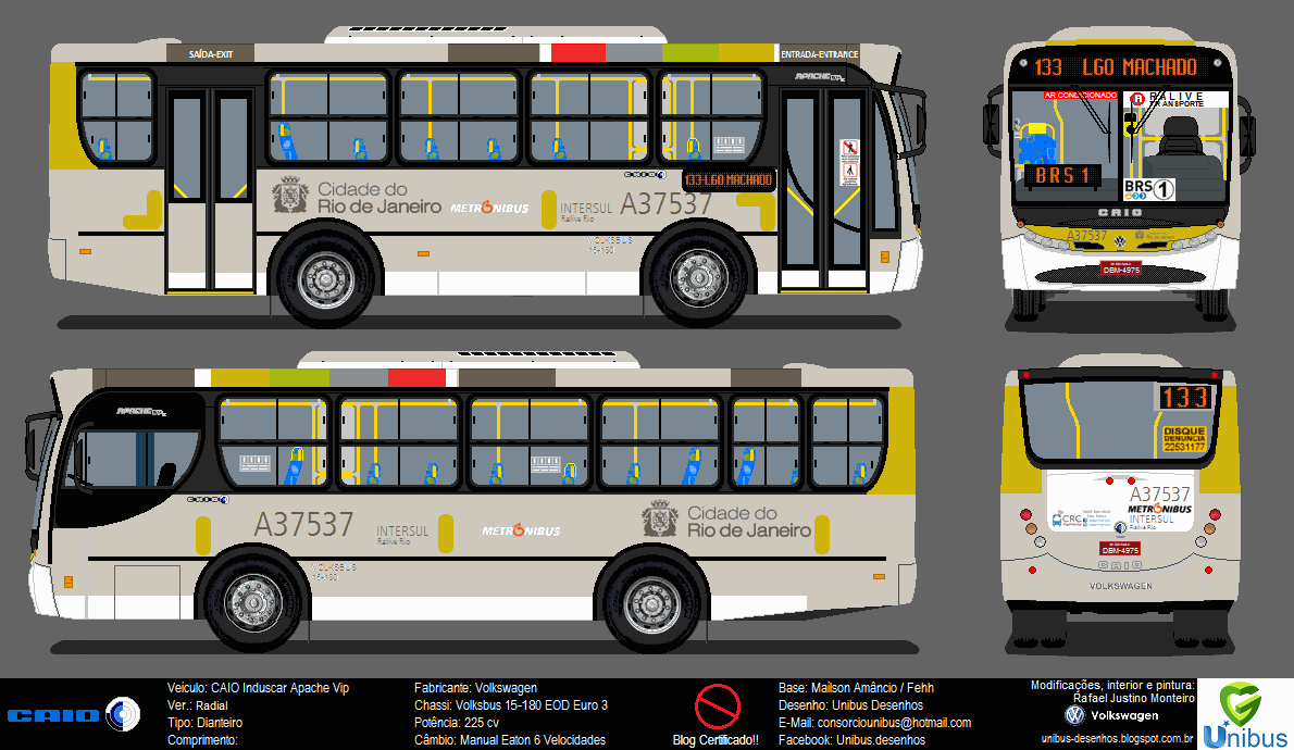 RALIVE TRANSPORTE: A37537 - Caio Apache Vip II Volksbus 15.180 EOD