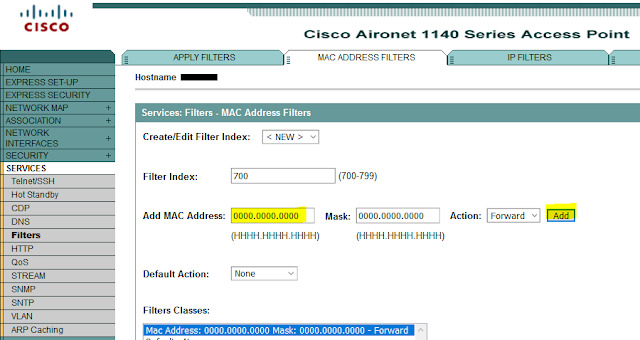 Cisco access point mac address filtering
