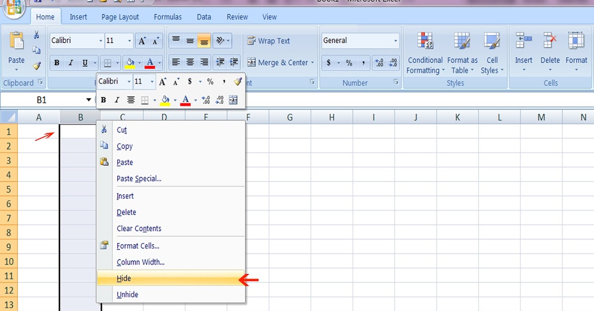 How can i unhide first column in excel - passlsonic