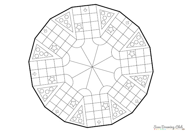 How to Draw and Colour 8 Player Ludo - 8 Play Ludo Drawing | Suni ...
