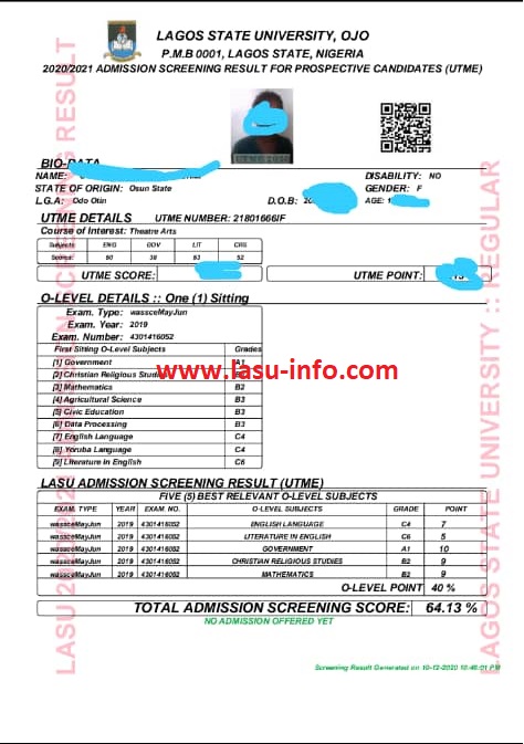 LASU Post-UTME Screening (Aggregate) Result Checker 2022/2023