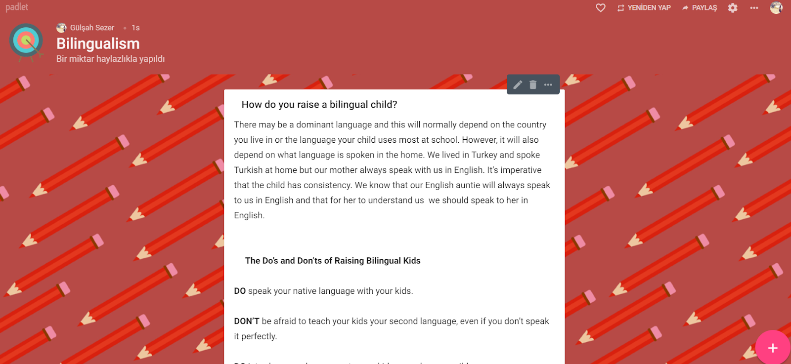 English Language Teaching: Padlet