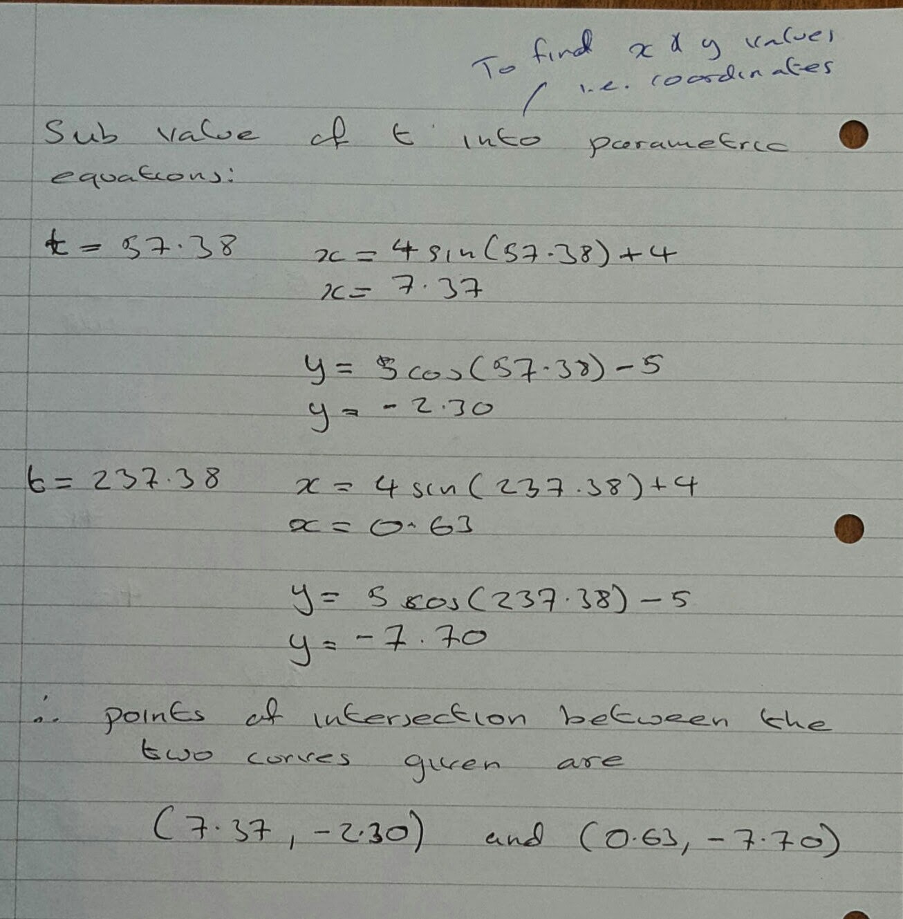A Level Maths Notes: A2 Parametric Equations - General problems part 1