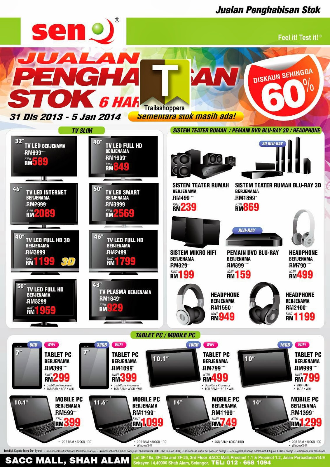 SenQ Clearance Sale: 31 DEC - 5 JAN 2014 - Trailsshoppers Online ...
