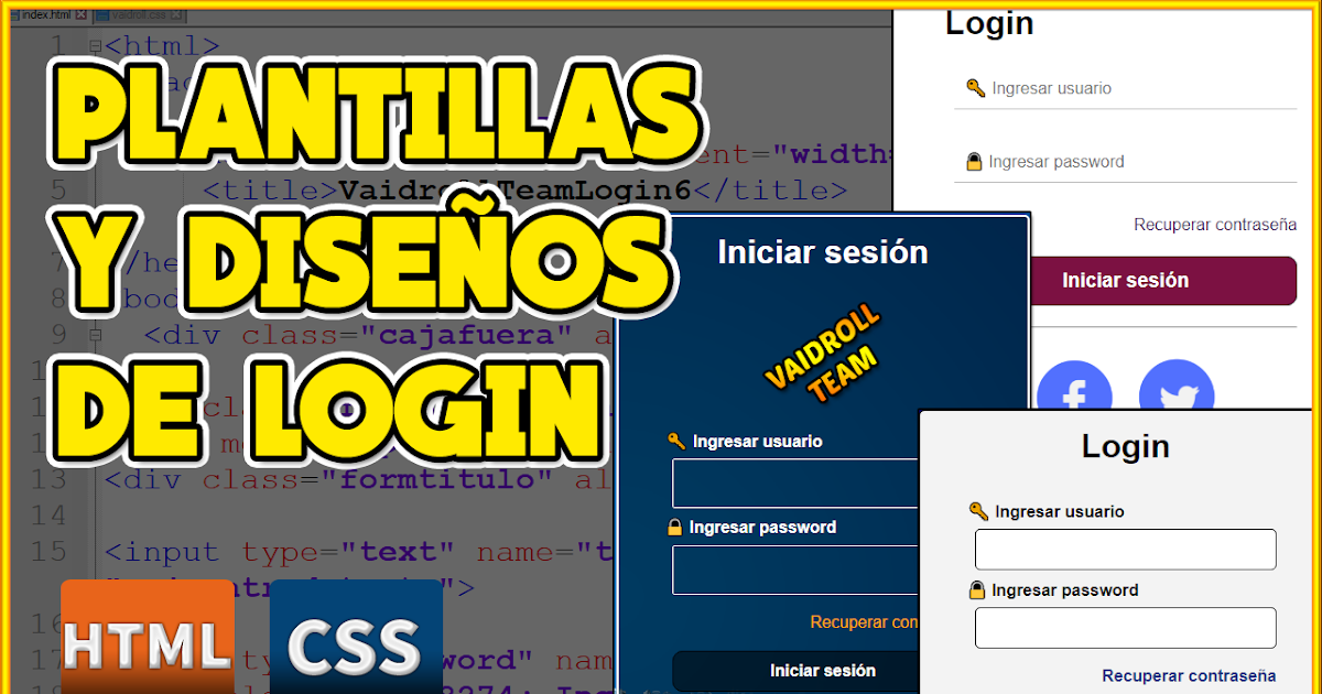 VaidrollTeam: PLANTILLAS Y DISEÑOS DE LOGIN EN HTML Y CSS #1