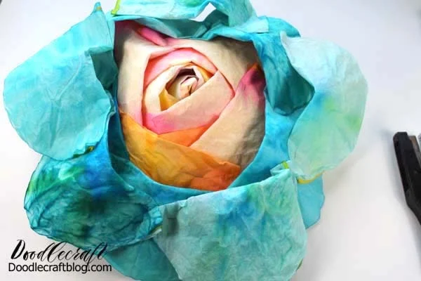 Giant Hand Dyed Coffee Filter Rose DIY