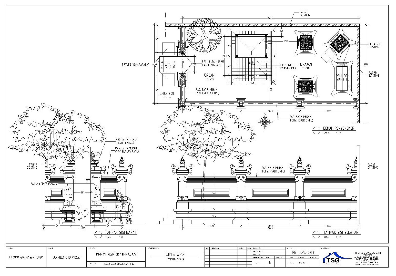 Bangunan Tradisional Bali - Desain Penyengker Merajan Khas Bali Jalan ...