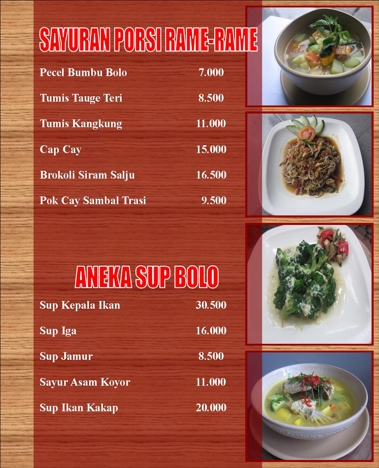 BOLO RESTO: DAFTAR MENU ALA CARTE BOLO RESTO