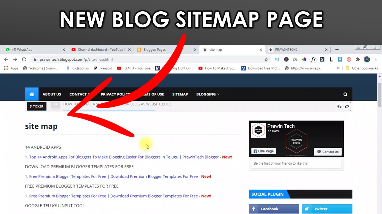 HOW TO CREATE A SITEMAP FOR YOUR BLOGGER BLOG AS WEBSITE LOOK | PRAWIN TECH