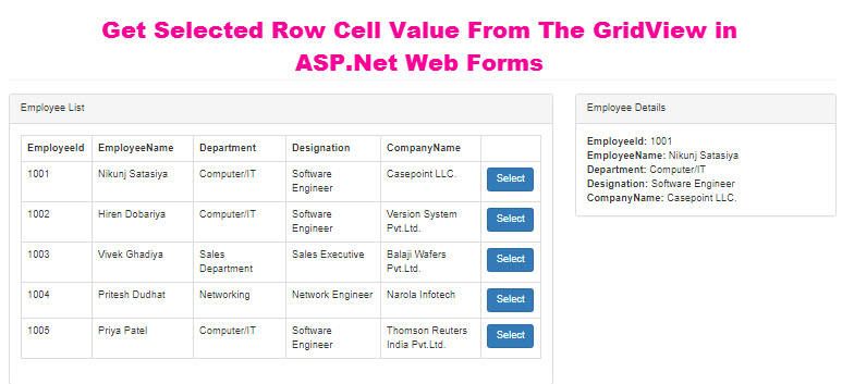 How To Get Selected Row Cell Value From The GridView In ASP Net Web How To Get Selected Row Cell Value From The GridView In ASP Net Web