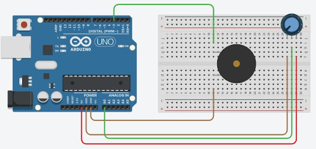 Lesson 10: Piezo Buzzer controlled with Potentiometer