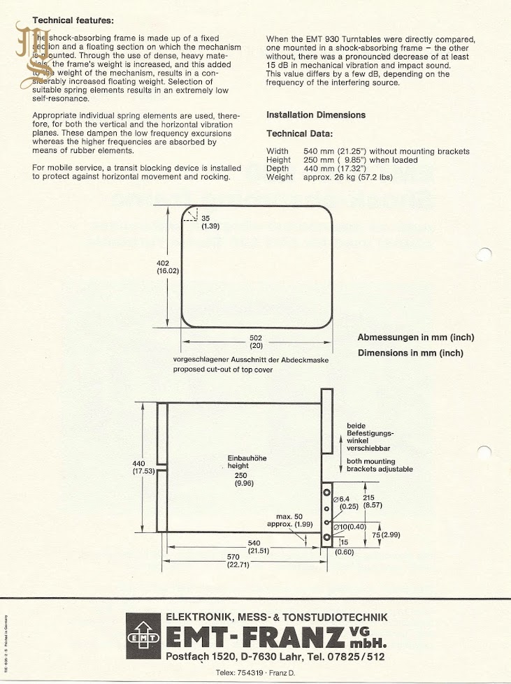 EMT 930 TRANSPORT SHOCK ABSORBING FRAME – Ultimate High-Fidelity