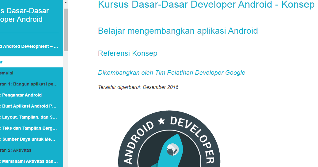 Materi Konsep Pemrograman Android Gratis dari Google | Semuanya Ajib