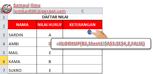 Cara Menggunakan Rumus HLOOKUP Di Ms.Excel - Sampul Ilmu