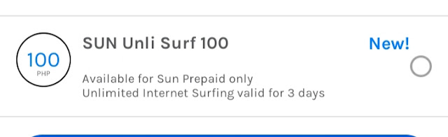 Sun Unlimited Internet No Capping 100 pesos good for 3 days