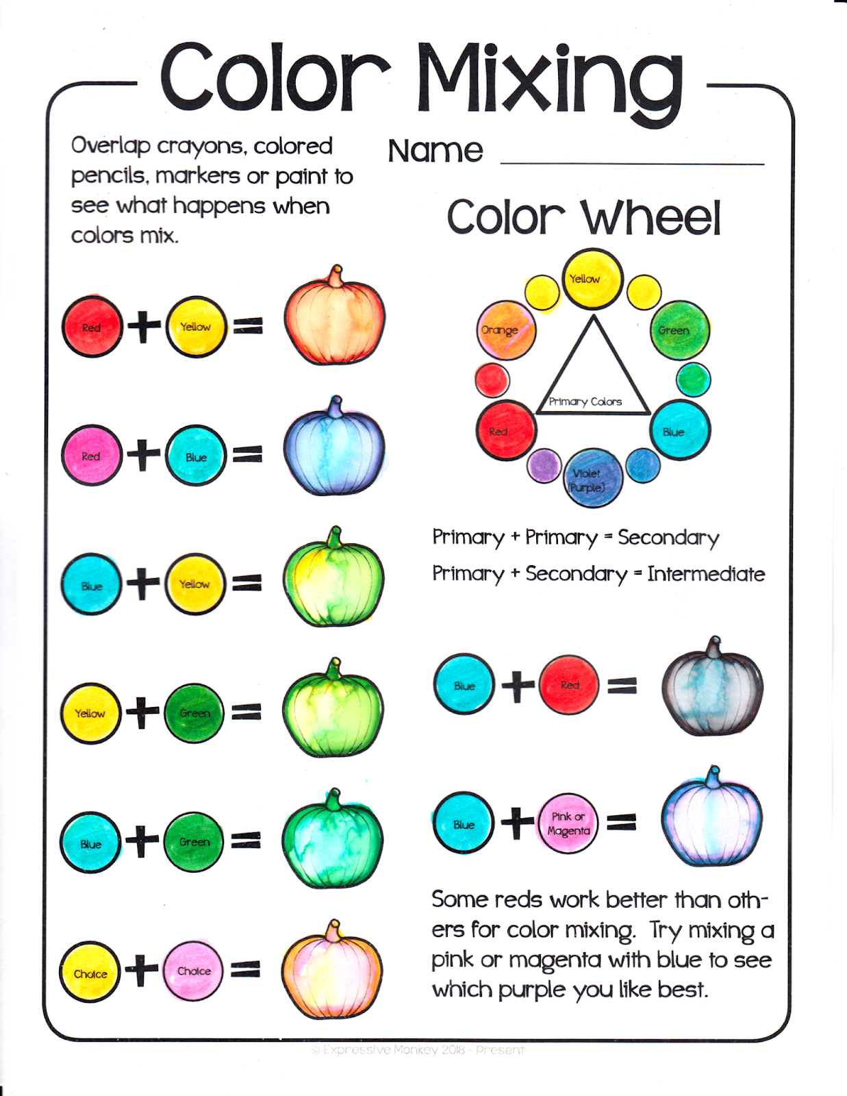 Pumpkin Face Ideas - Color Mixing Art Techniques - Expressive Monkey