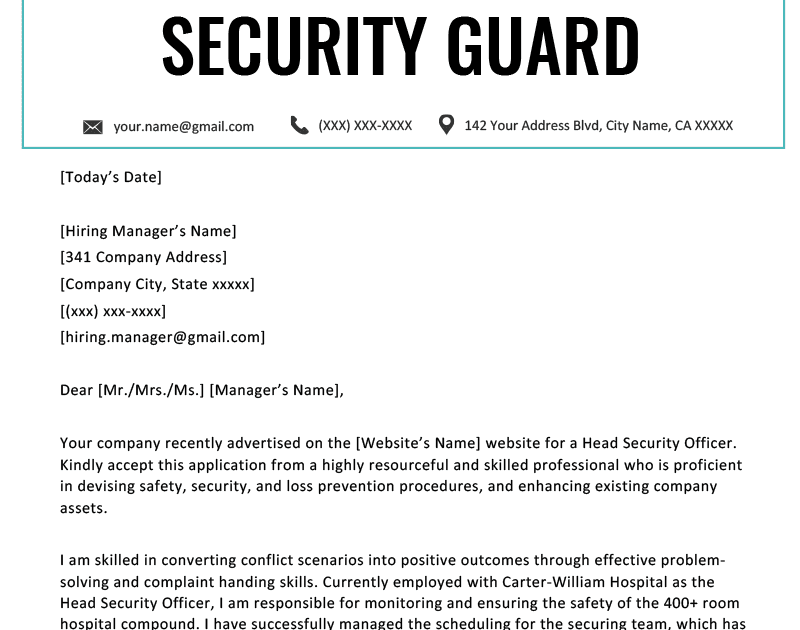 Concierge Security Guard Cover Letter ~ Resume Letter
