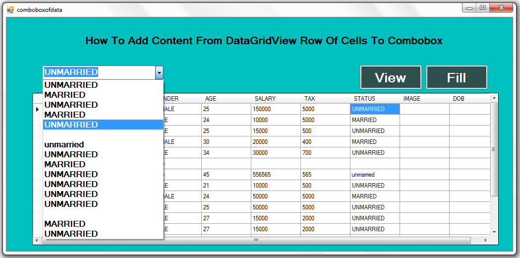 C Code For Get Datas From Datagridview To Combobox In C Tutorial